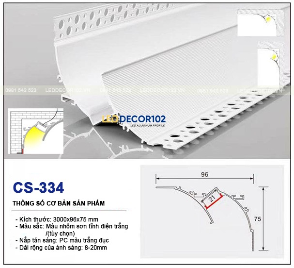 Led Phào Nhôm Cổ Trần CS-334 - LED Decor 102